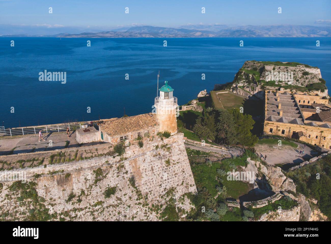 Aerial panoramic drone view of Old Venetian Fortress of Corfu, Palaio ...