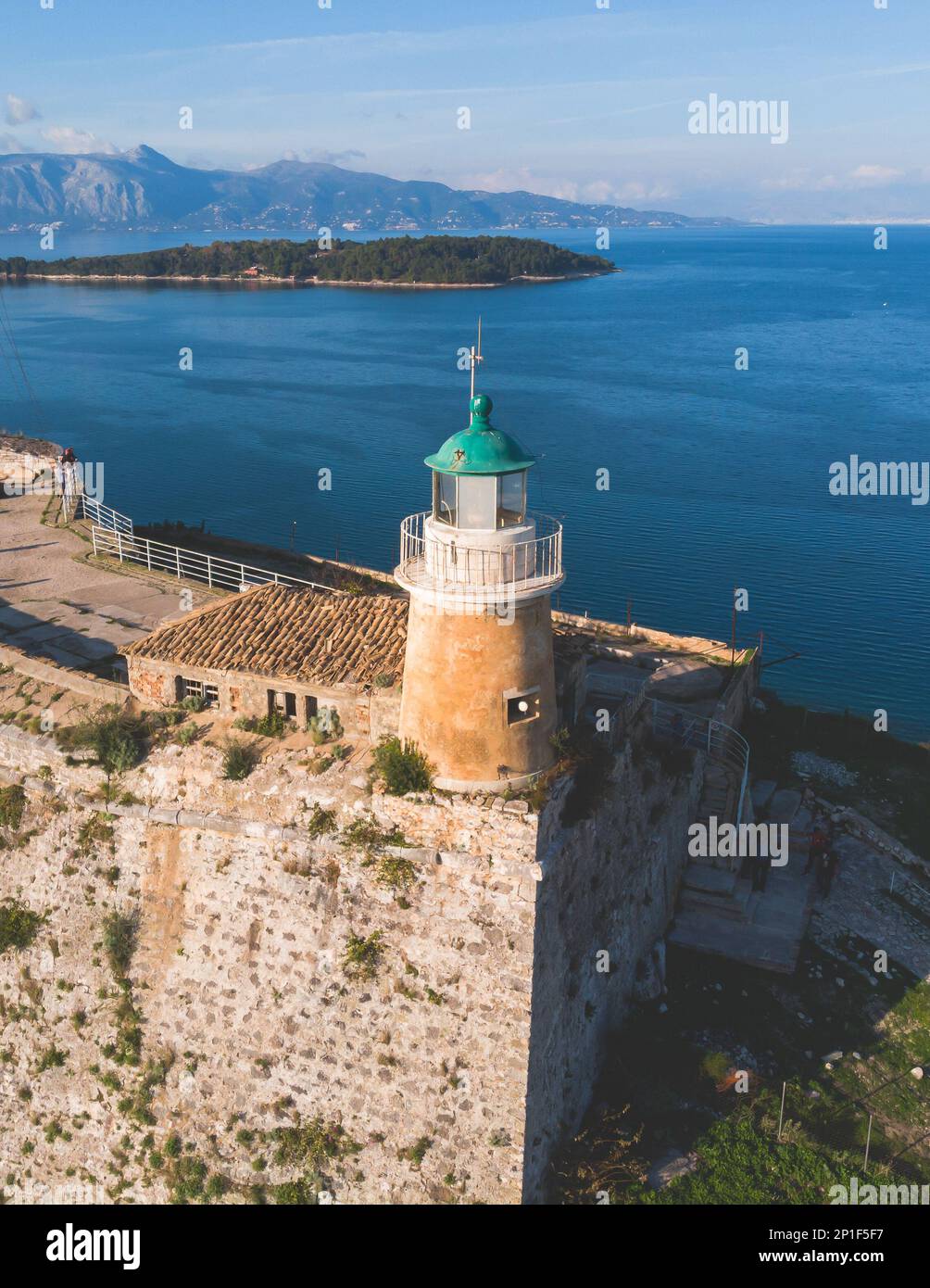 Aerial panoramic drone view of Old Venetian Fortress of Corfu, Palaio ...