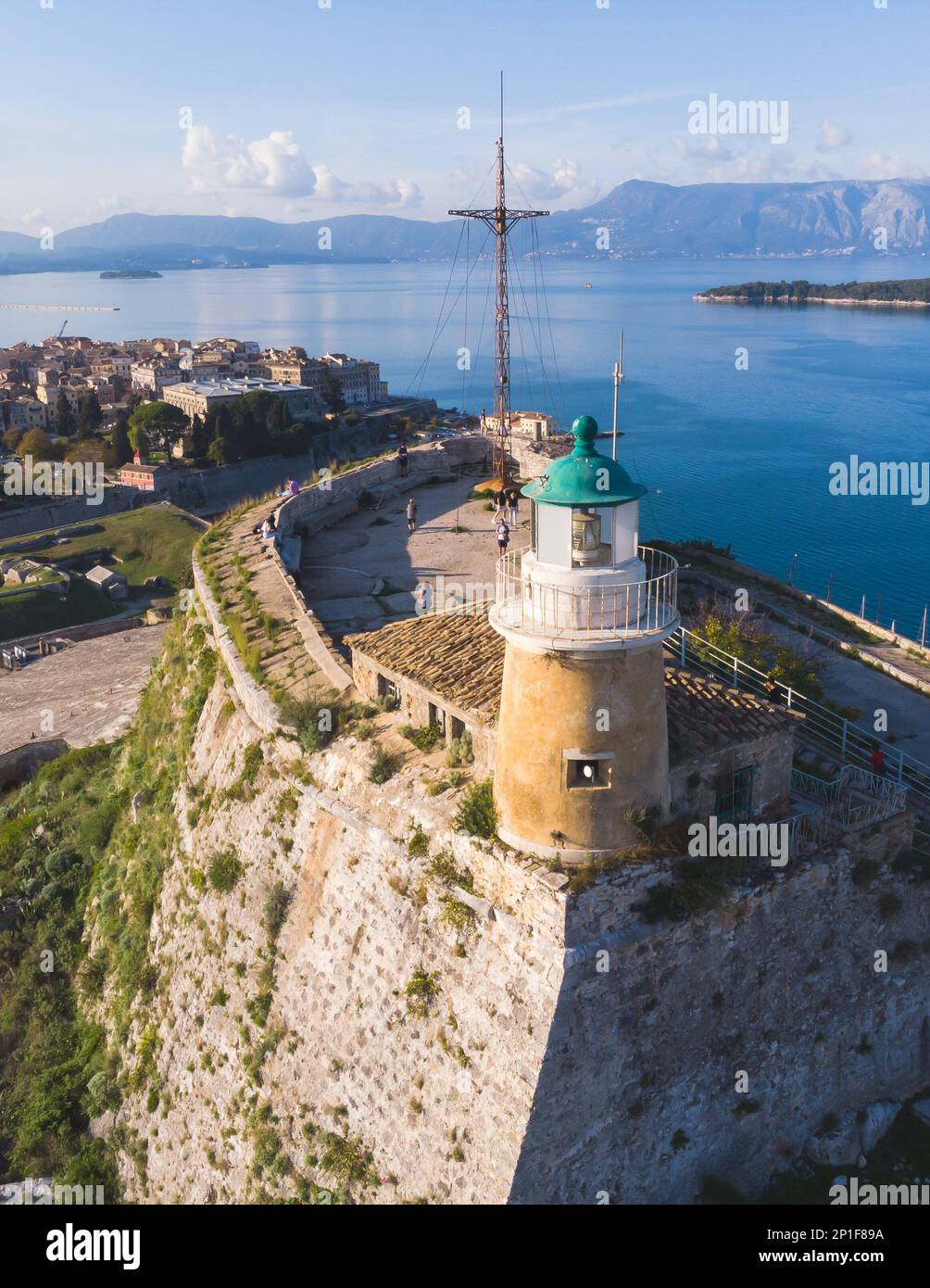 Aerial panoramic drone view of Old Venetian Fortress of Corfu, Palaio ...