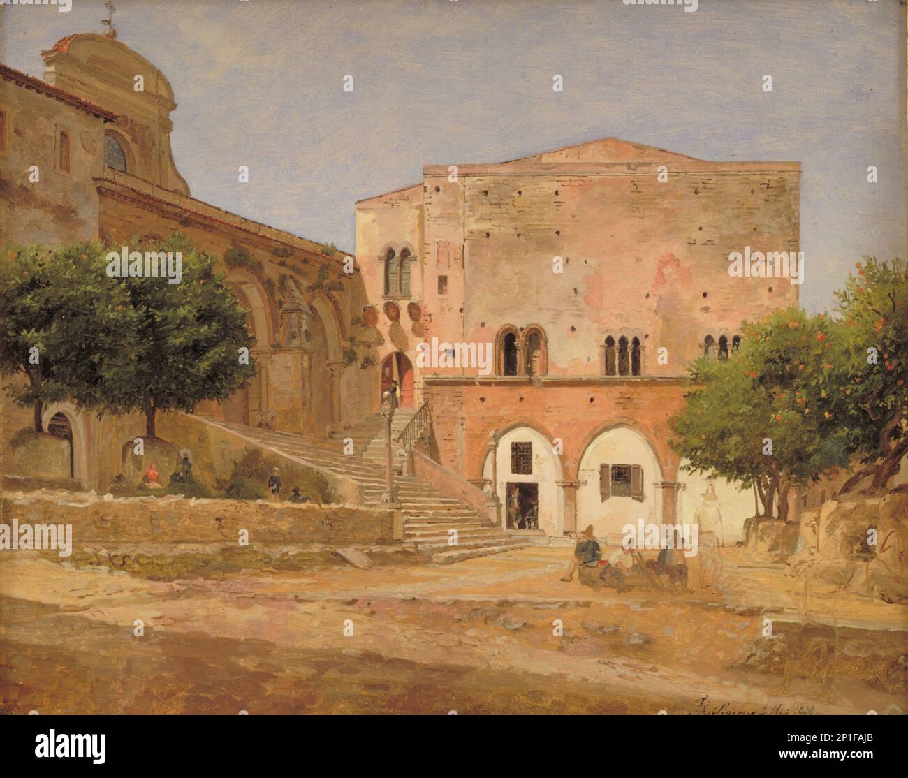 The Market Place in Piperno, 1838 Stock Photo - Alamy