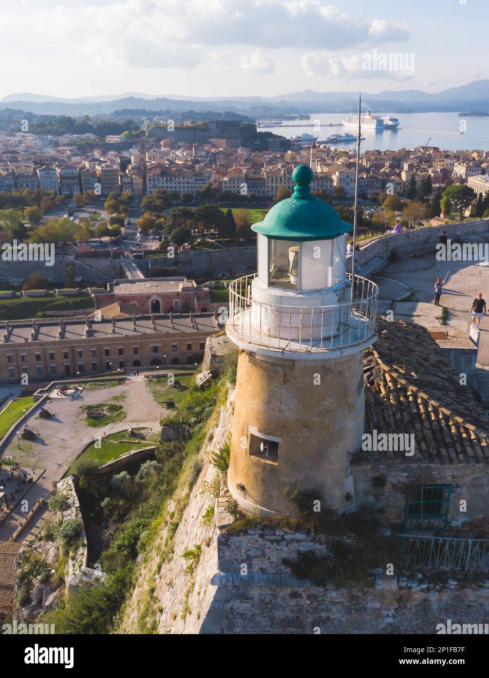 Aerial panoramic drone view of Old Venetian Fortress of Corfu, Palaio ...