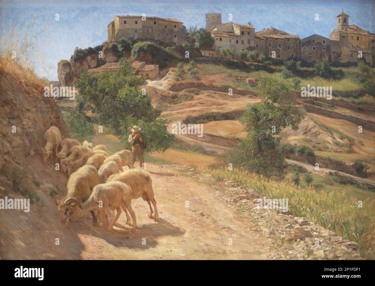 A shepherd boy with his sheep at Cività d'Antino, 1886 Stock Photo - Alamy