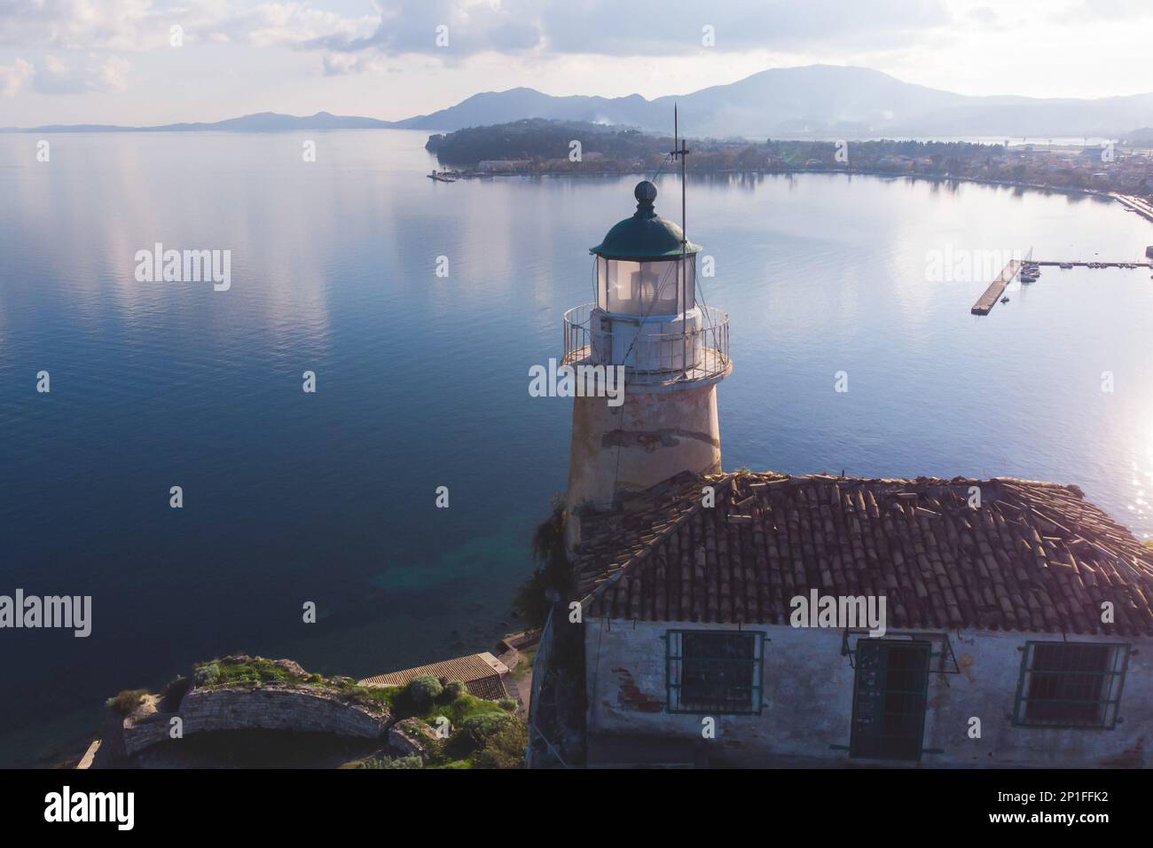 Aerial panoramic drone view of Old Venetian Fortress of Corfu, Palaio ...