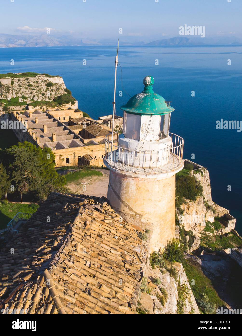 Aerial panoramic drone view of Old Venetian Fortress of Corfu, Palaio ...
