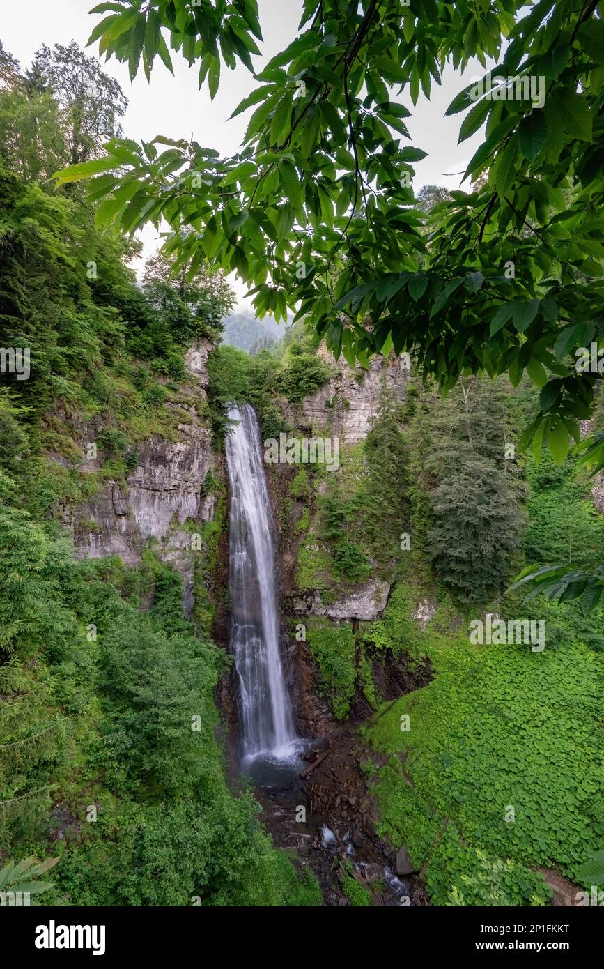 Aerial view waterfall through mountain hi-res stock photography and ...