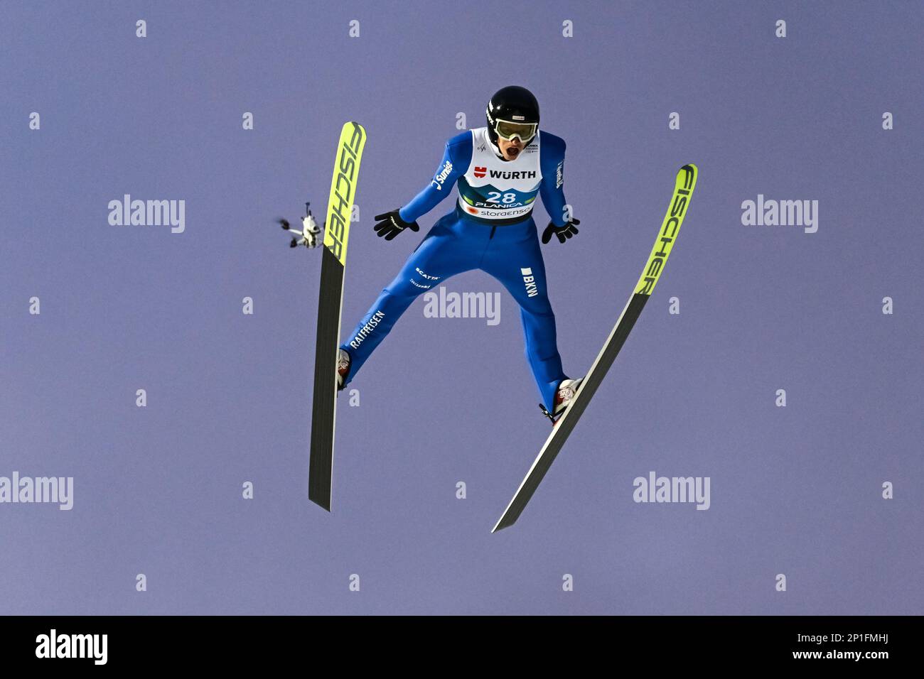 Planica, Slovenia. 03rd Mar, 2023. Gregor Deschwanden of Switzerland in action during the Men ...