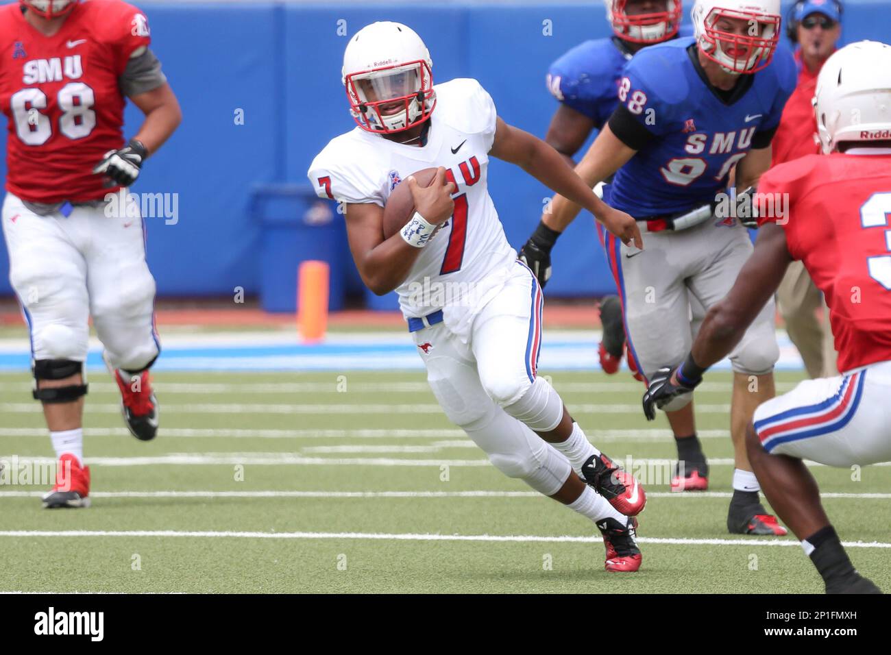 16 April 2016: SMU Mustangs quarterback Darrel Colbert Jr. (7 ...