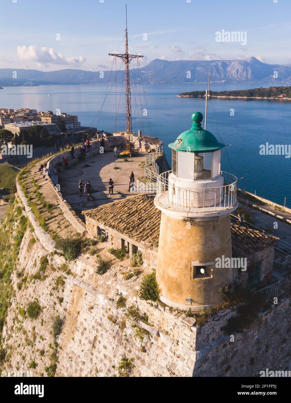 Aerial panoramic drone view of Old Venetian Fortress of Corfu, Palaio ...