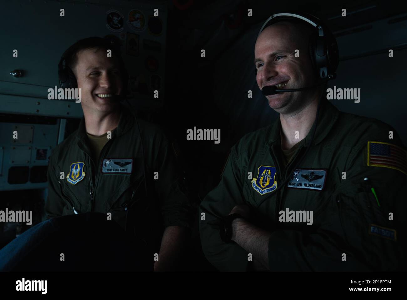 U.S. Air Force Staff Sgt. Luke Yates, left, and Master Sgt. Joe ...