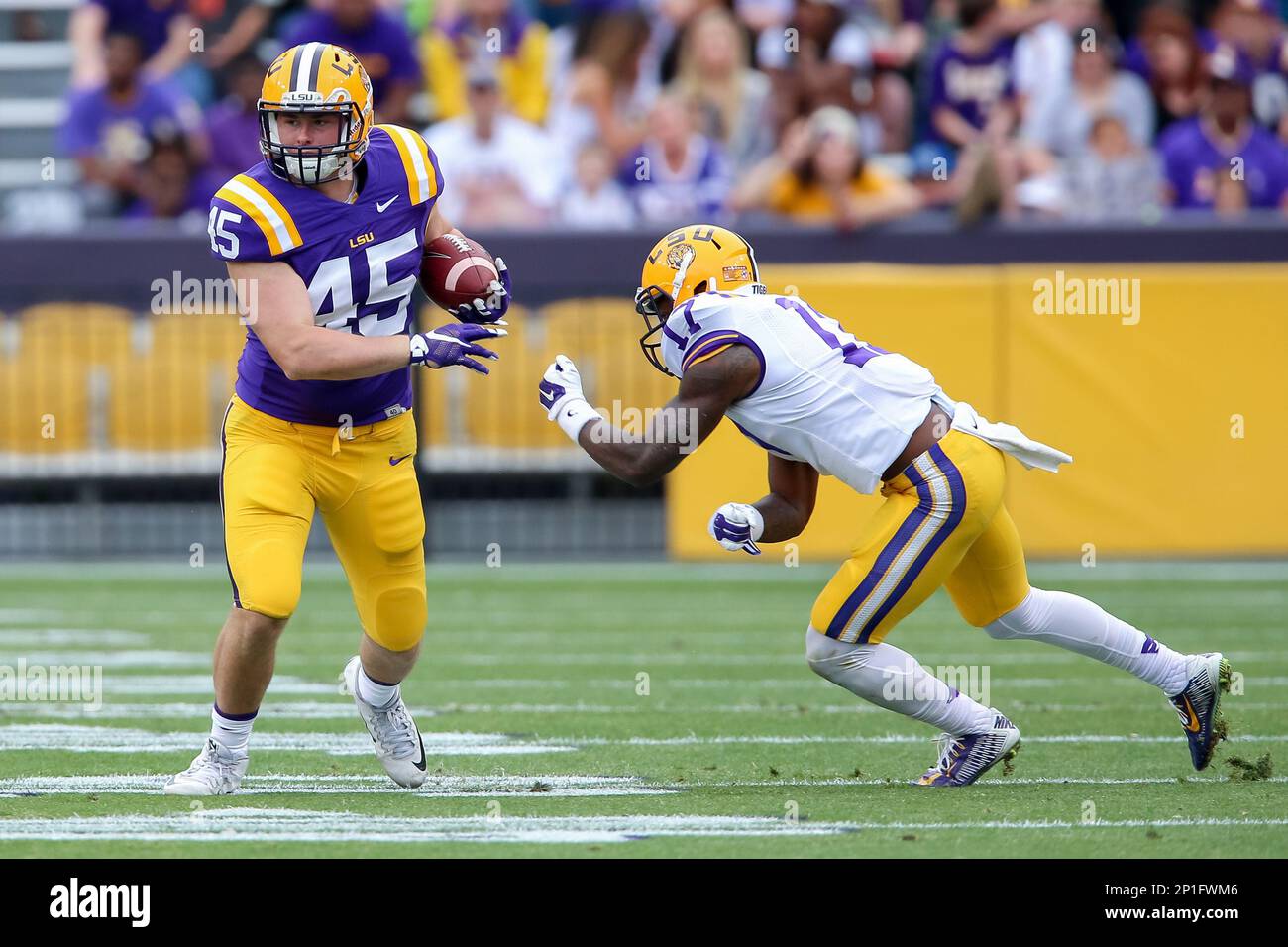 April 16, 2016: LSU Tigers tight end Josh Tharp (45) during the LSU ...