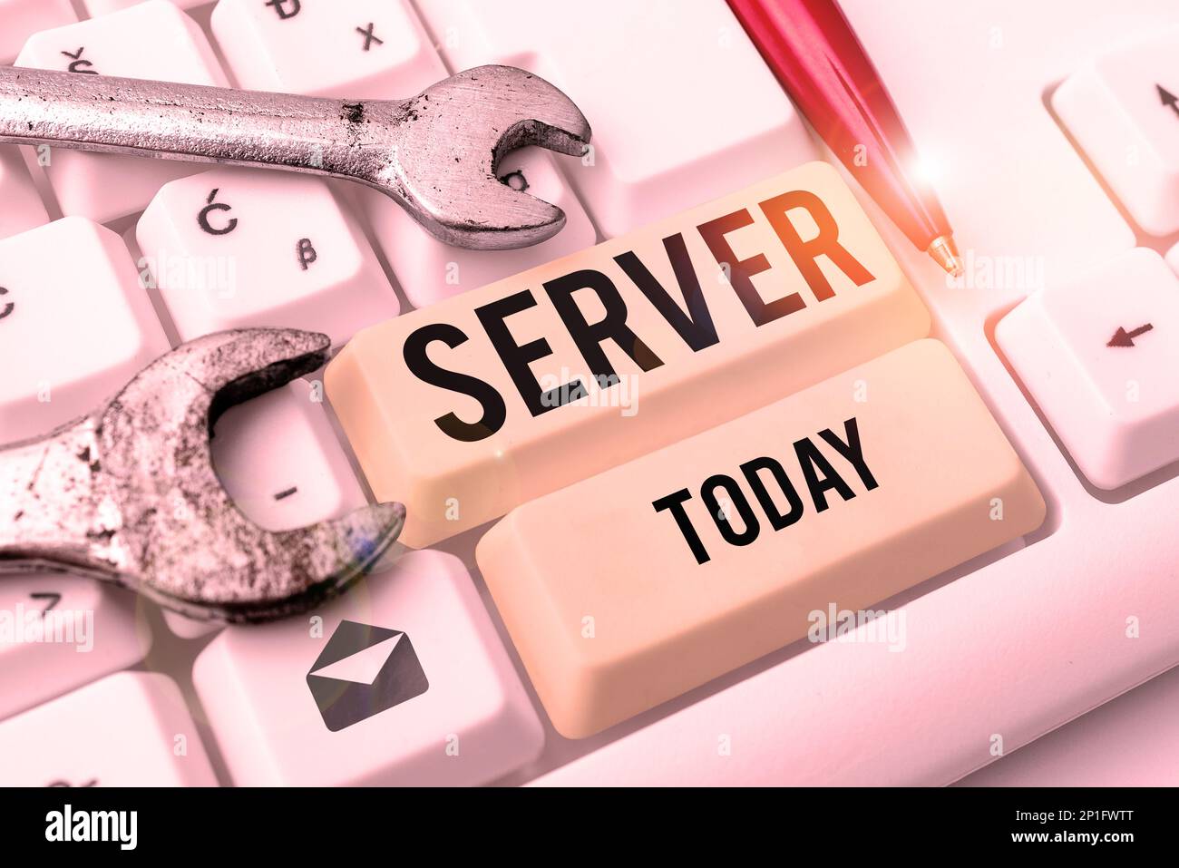 Sign displaying Server. Business overview computer program which manages access centralized ...