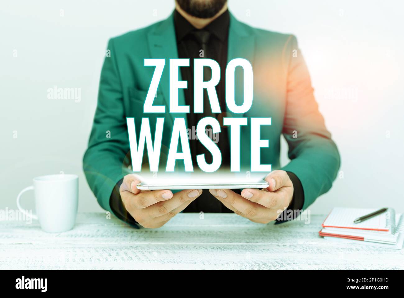 Text sign showing Zero Waste. Business concept industrial responsibility includes composting ...