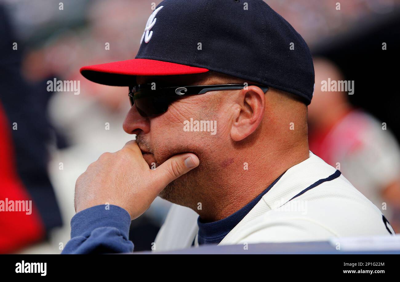 10 APR 2016: Braves head coach Fredi González during the MLB game ...