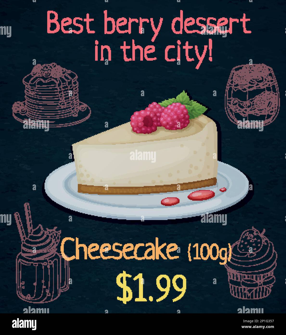 Cheesecake with raspberry icon. Cartoon vector illustration Stock ...