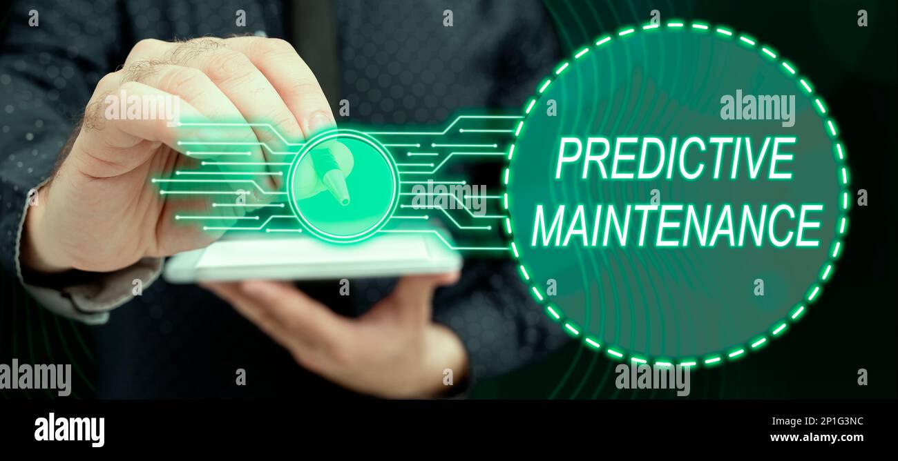 Text sign showing Predictive Maintenance. Business concept Predict when ...