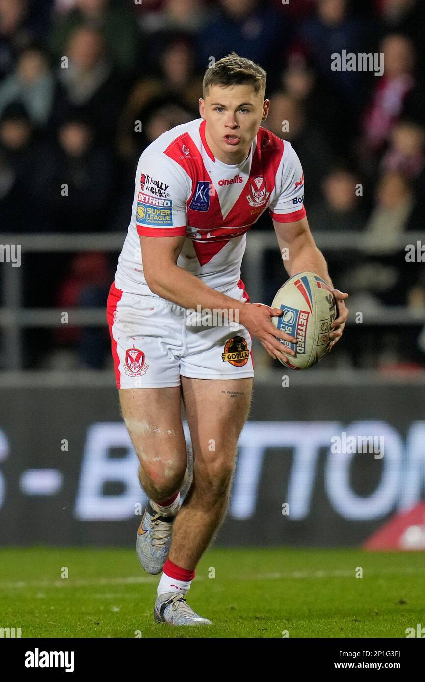 Jack Welsby #1 of St. Helens during the Betfred Super League Round 3 ...