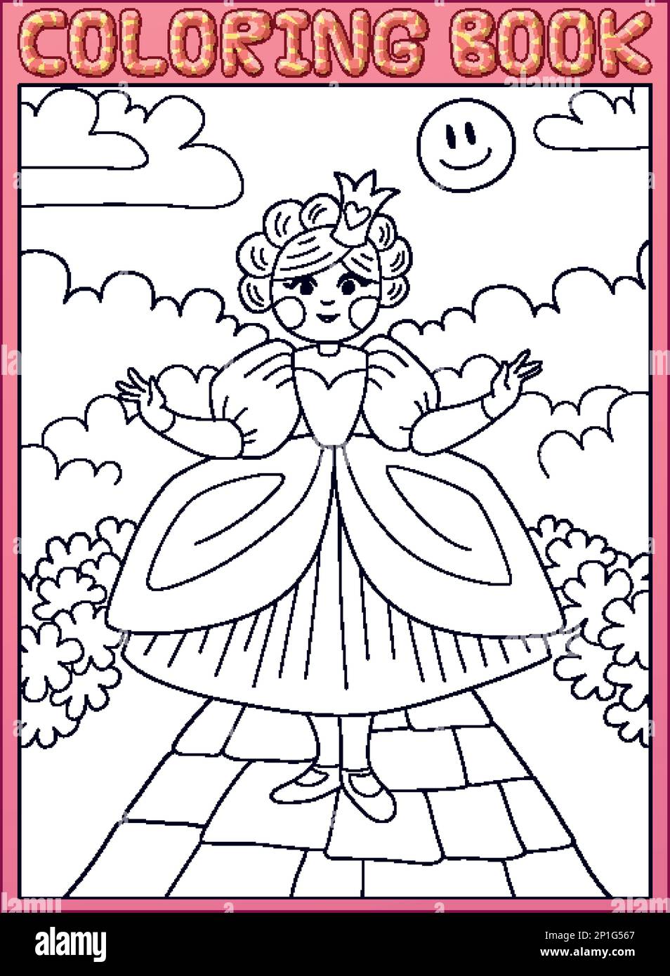 Coloring book. Little princess on the path Stock Vector Image & Art - Alamy