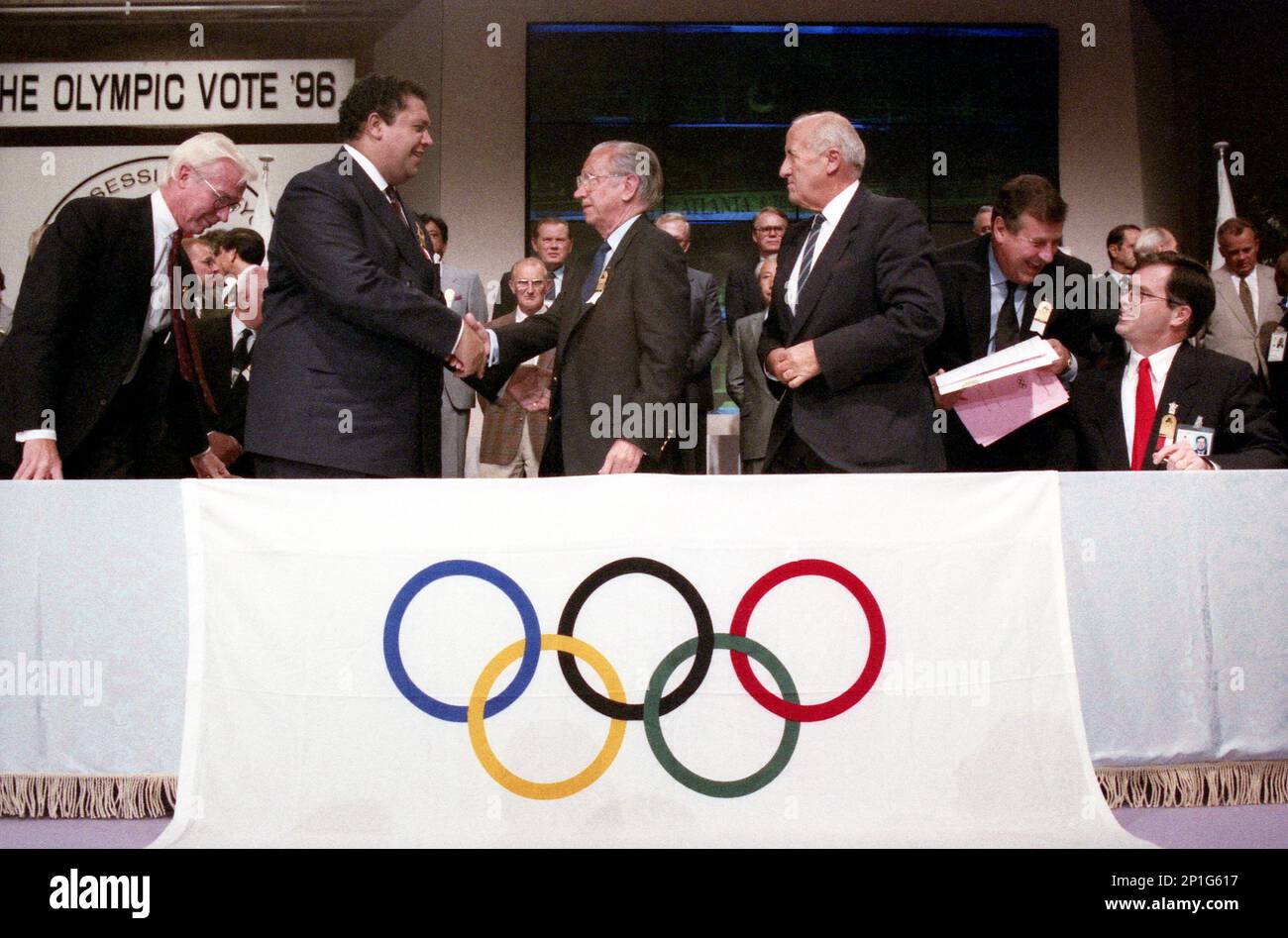 Mayor Maynard Jackson and Billy Payne at the Olympic announcement, in ...
