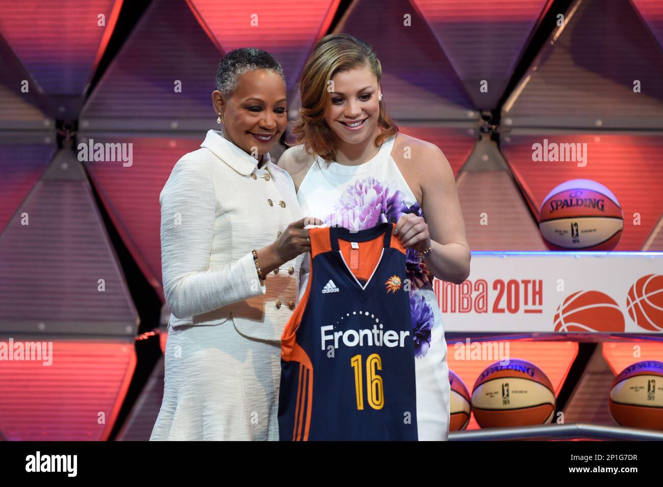 Minnesota's Rachel Banham, right, stands with WNBA President Lisa ...