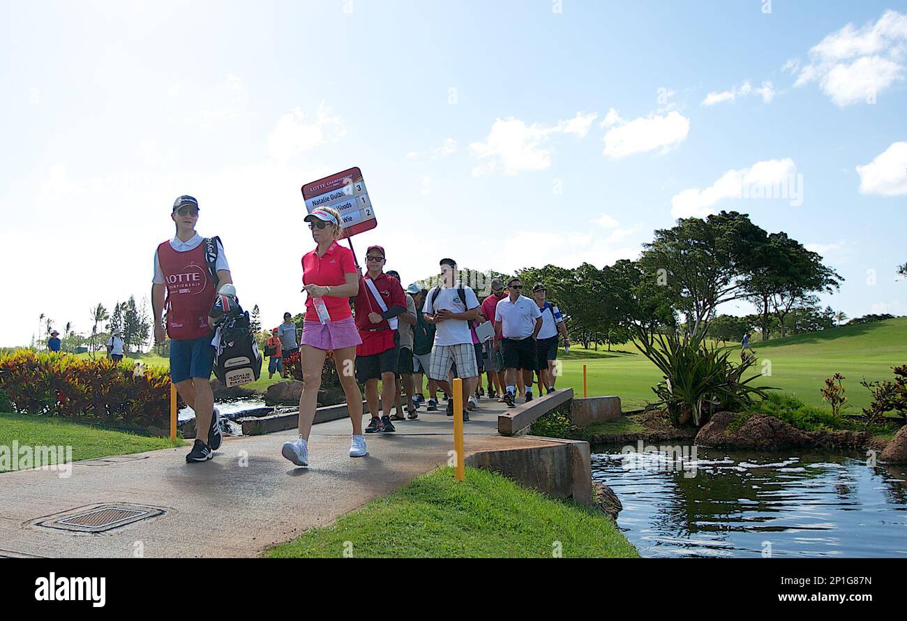 April 13, 2016 - Natalie Gulbis and her husband Josh Rodarmel walk ...
