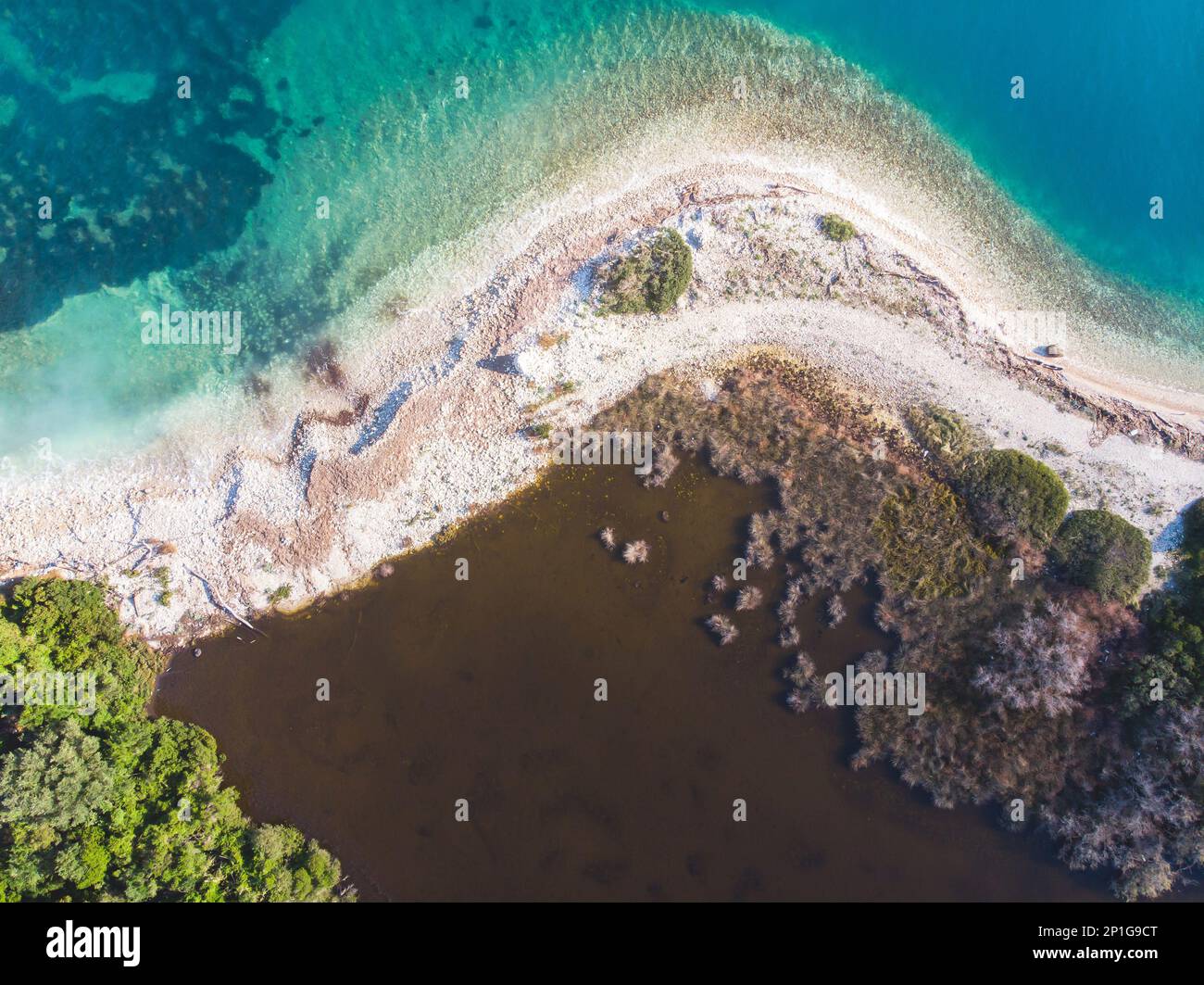 View of Erimitis coast landscape near Kassiopi and Agios Stefanos ...