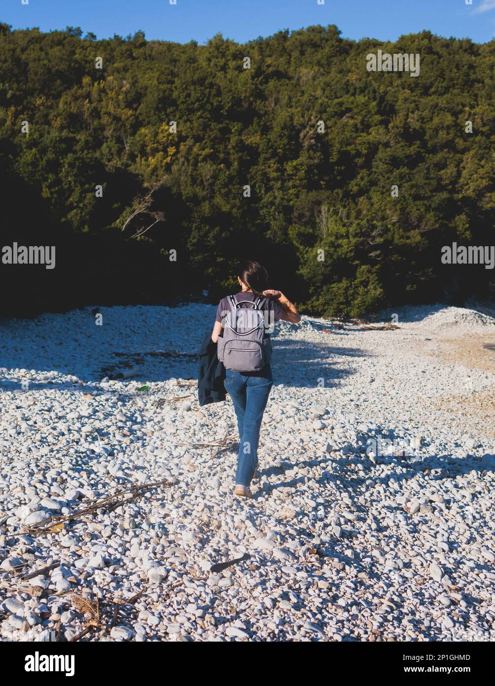 View of Erimitis coast landscape near Kassiopi and Agios Stefanos ...
