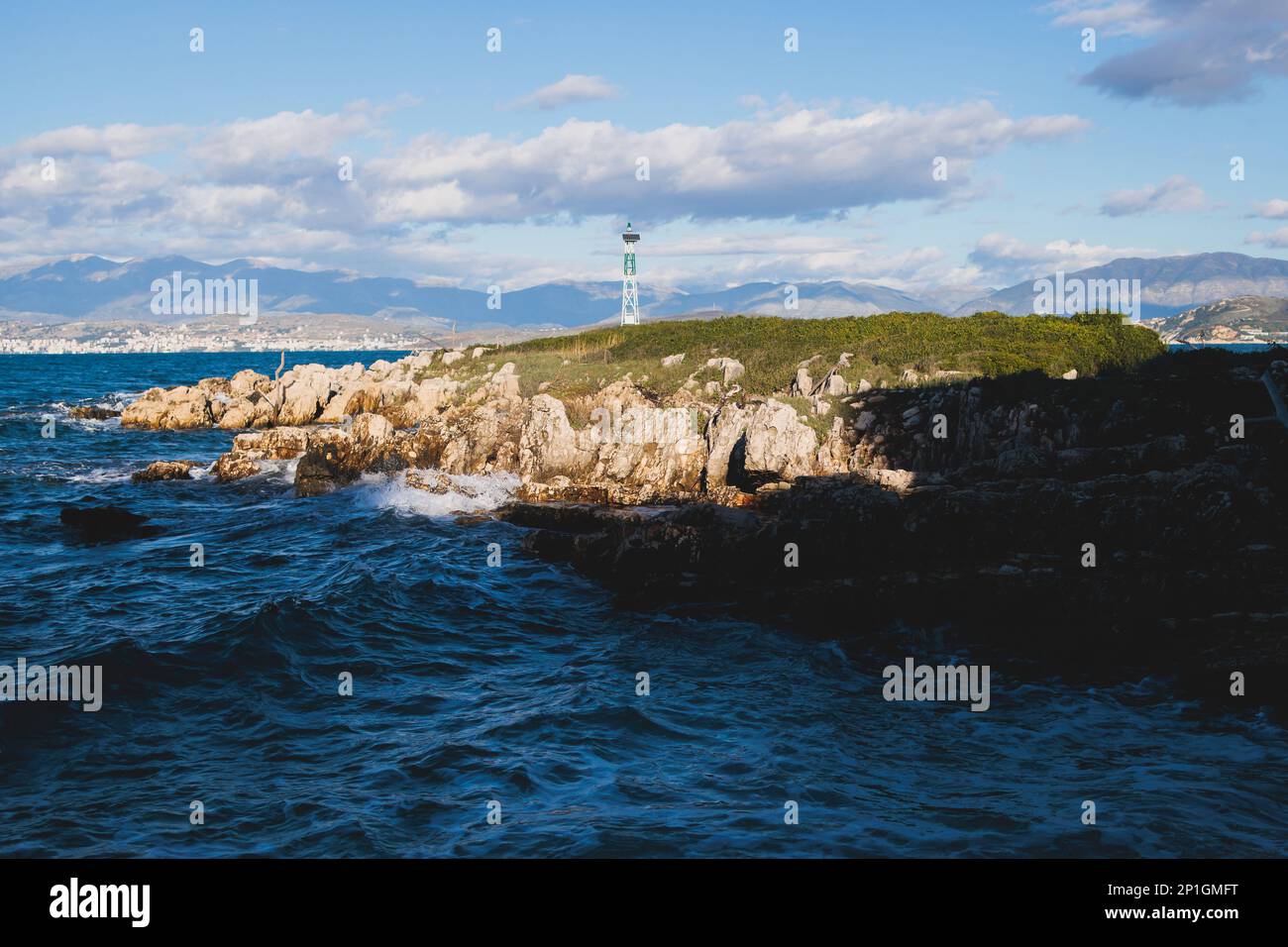 View of Erimitis coast landscape near Kassiopi and Agios Stefanos ...