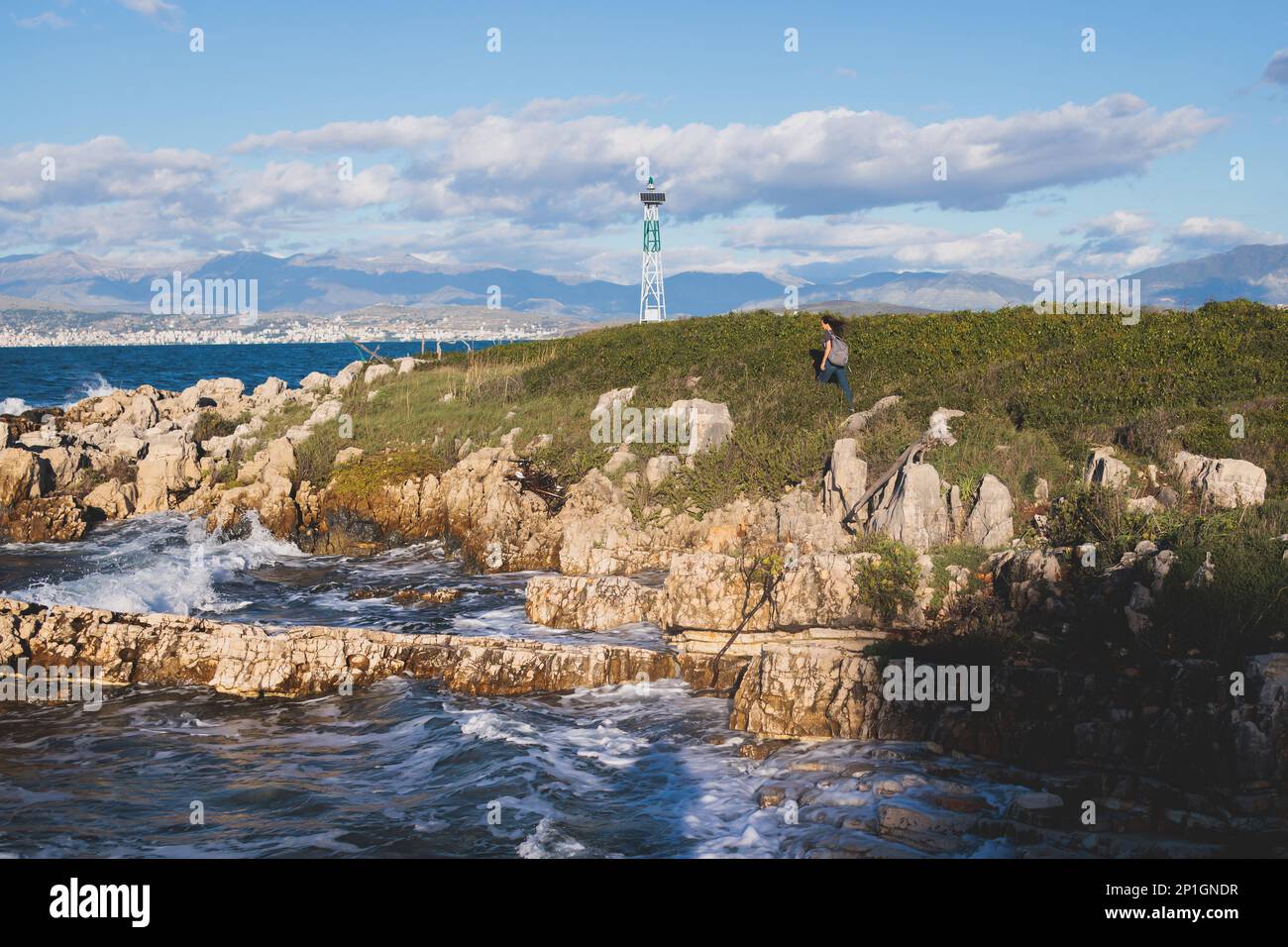 View of Erimitis coast landscape near Kassiopi and Agios Stefanos ...