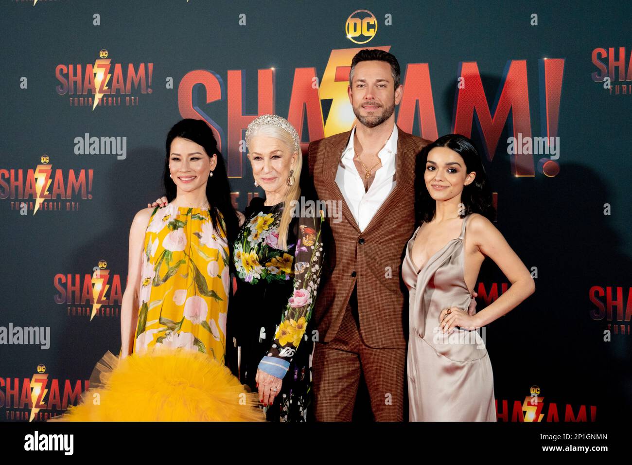 Rome, Italy, 03th March 2023, Zachary Levi, Lucy Liu, Rachel Zegler and Helen Mirren attend the ...
