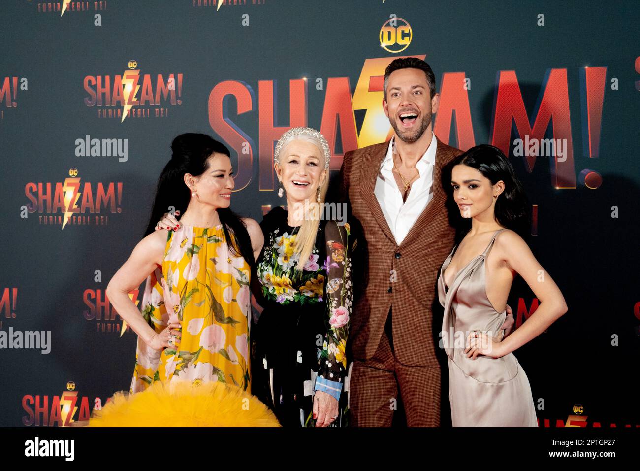 Rome, Italy, 03th March 2023, Zachary Levi, Lucy Liu, Rachel Zegler and Helen Mirren attend the ...