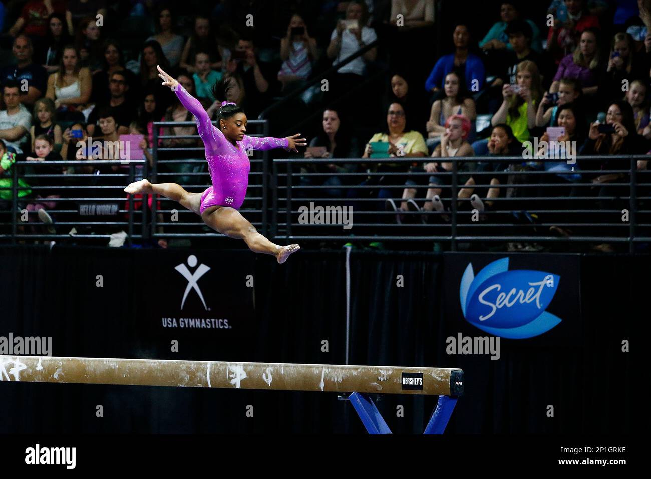 USA's Simone Biles leaps up during her routine on the balance beam ...