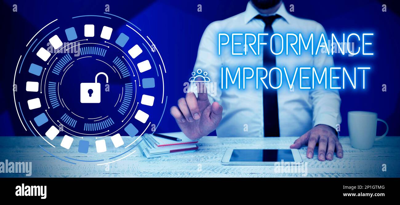 Conceptual display Performance Improvement. Business approach Measure ...