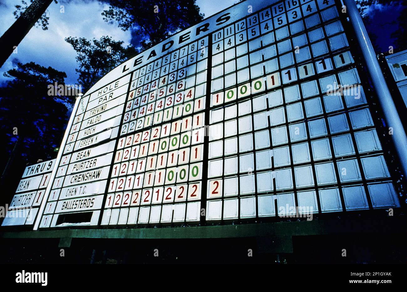 Leaderboard at Augusta National Golf Club, site of The Masters in 1989 ...