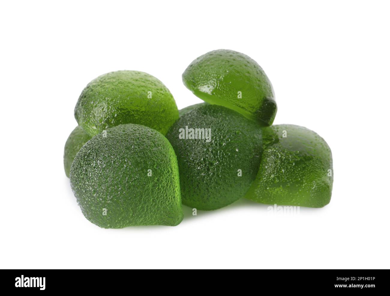 Pile of delicious gummy lime candies on white background Stock Photo ...