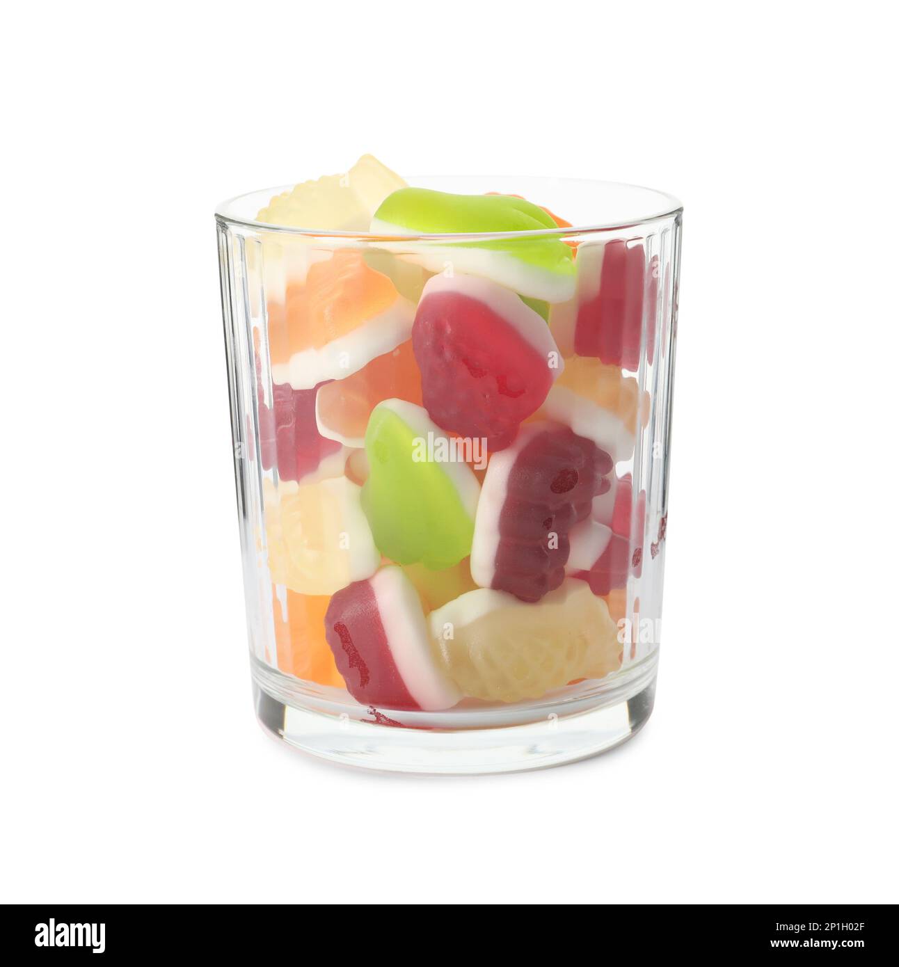 Delicious gummy candies in glass on white background Stock Photo - Alamy