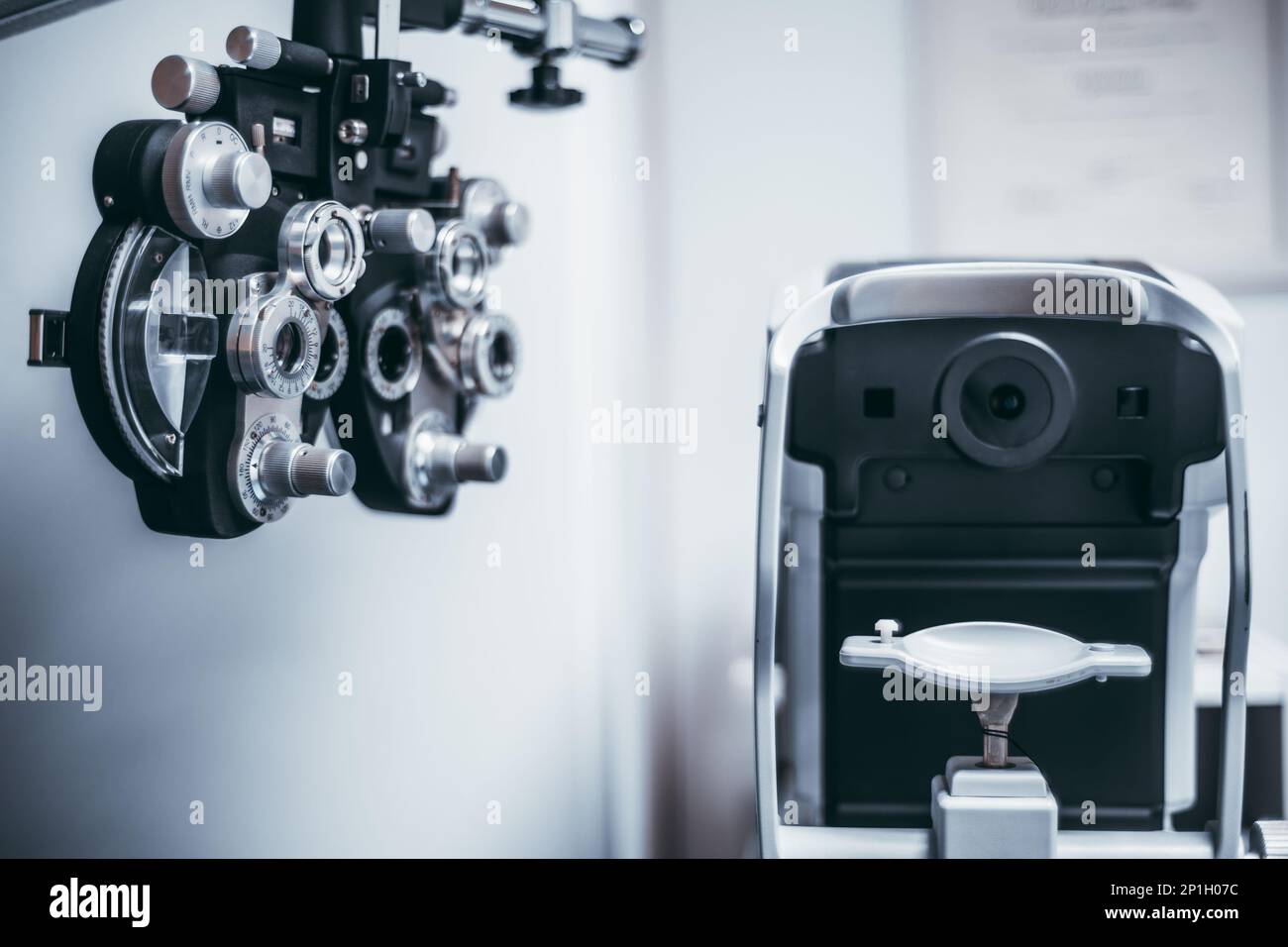A black Ophthalmic Phoropter Machine stands out with its sleek and ...