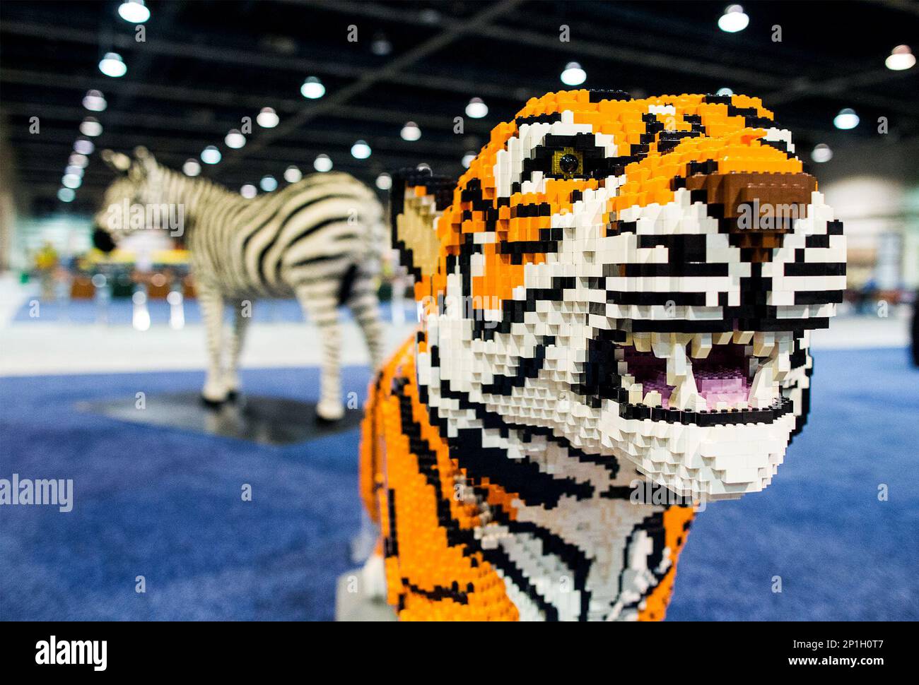 One of dozens of life-sized models made from LEGOS during setup of the ...