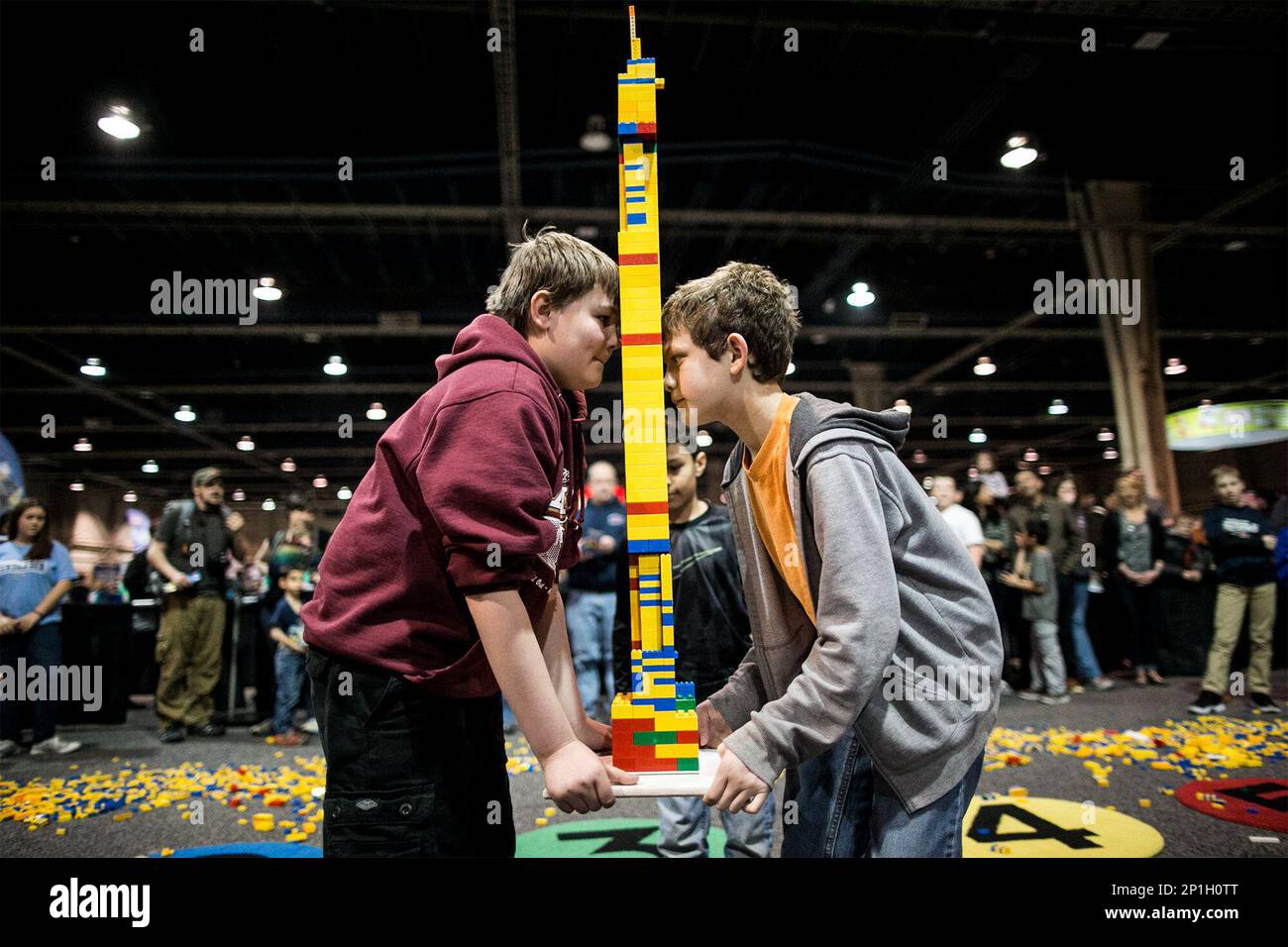 Jayden Murray and Wyatt Mayer of Carlisle use their heads to balance ...