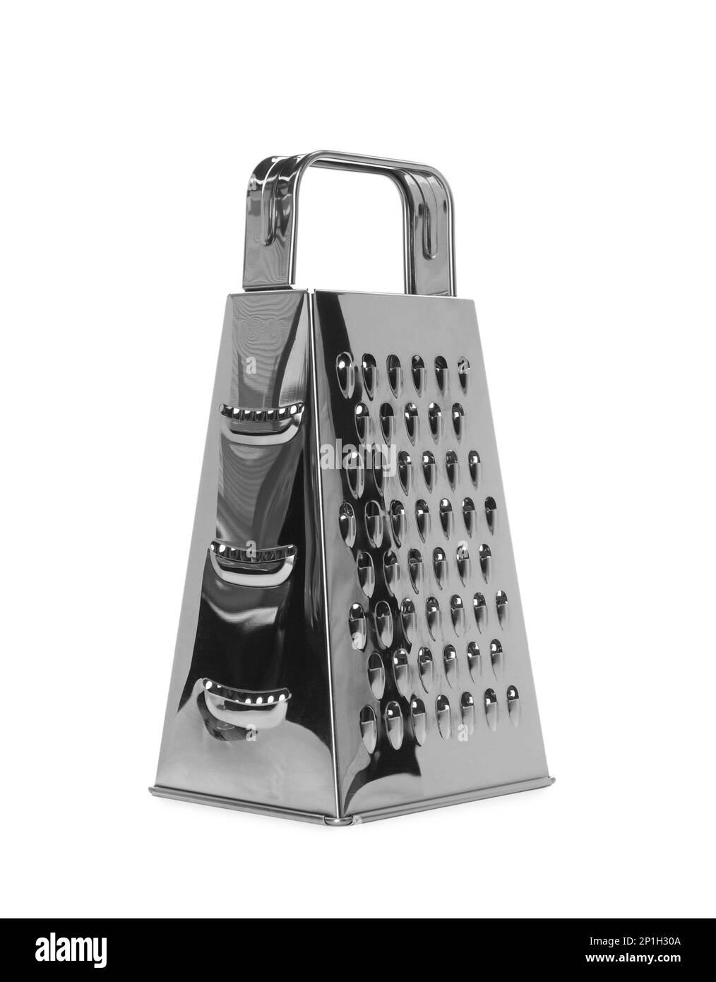 Stainless steel grater on white background. Kitchen utensil Stock Photo ...