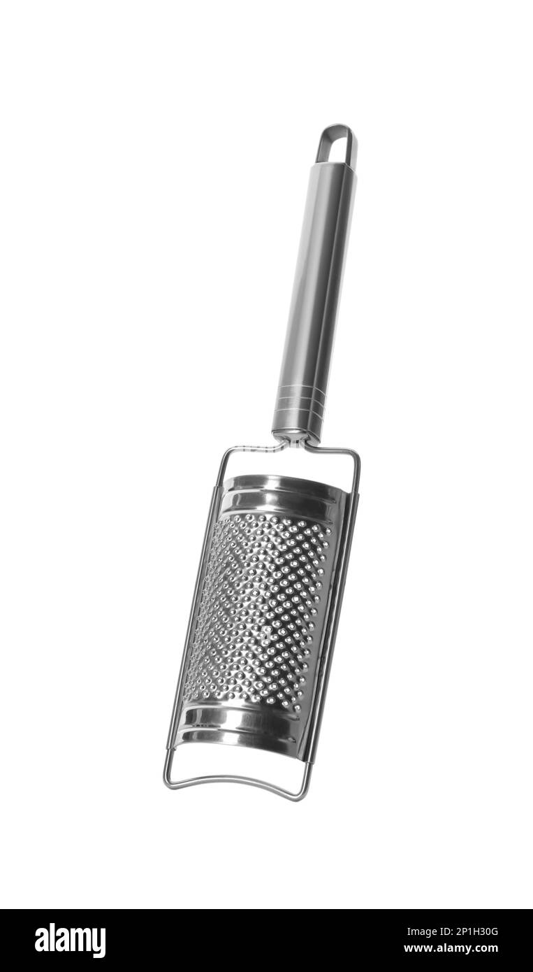 Stainless steel grater on white background. Kitchen utensil Stock Photo ...