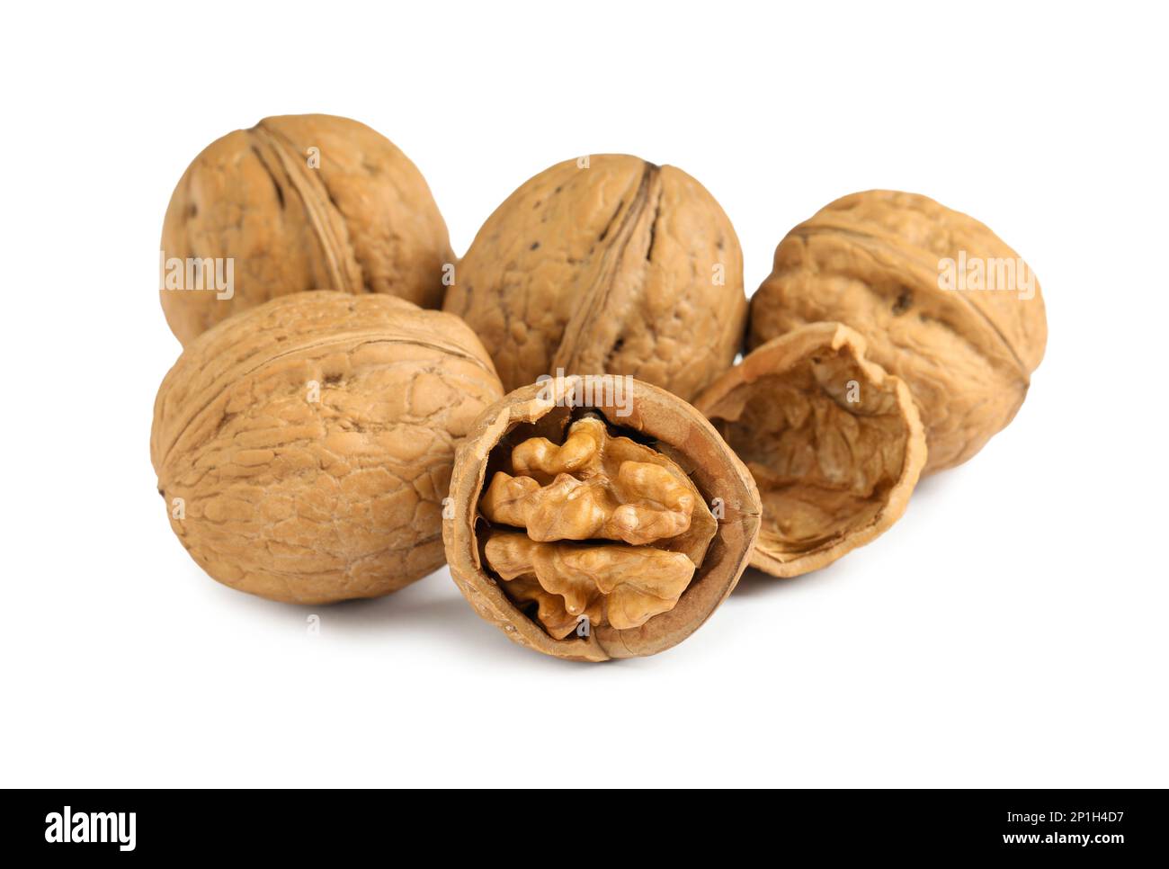 Pile of ripe walnuts on white background Stock Photo - Alamy