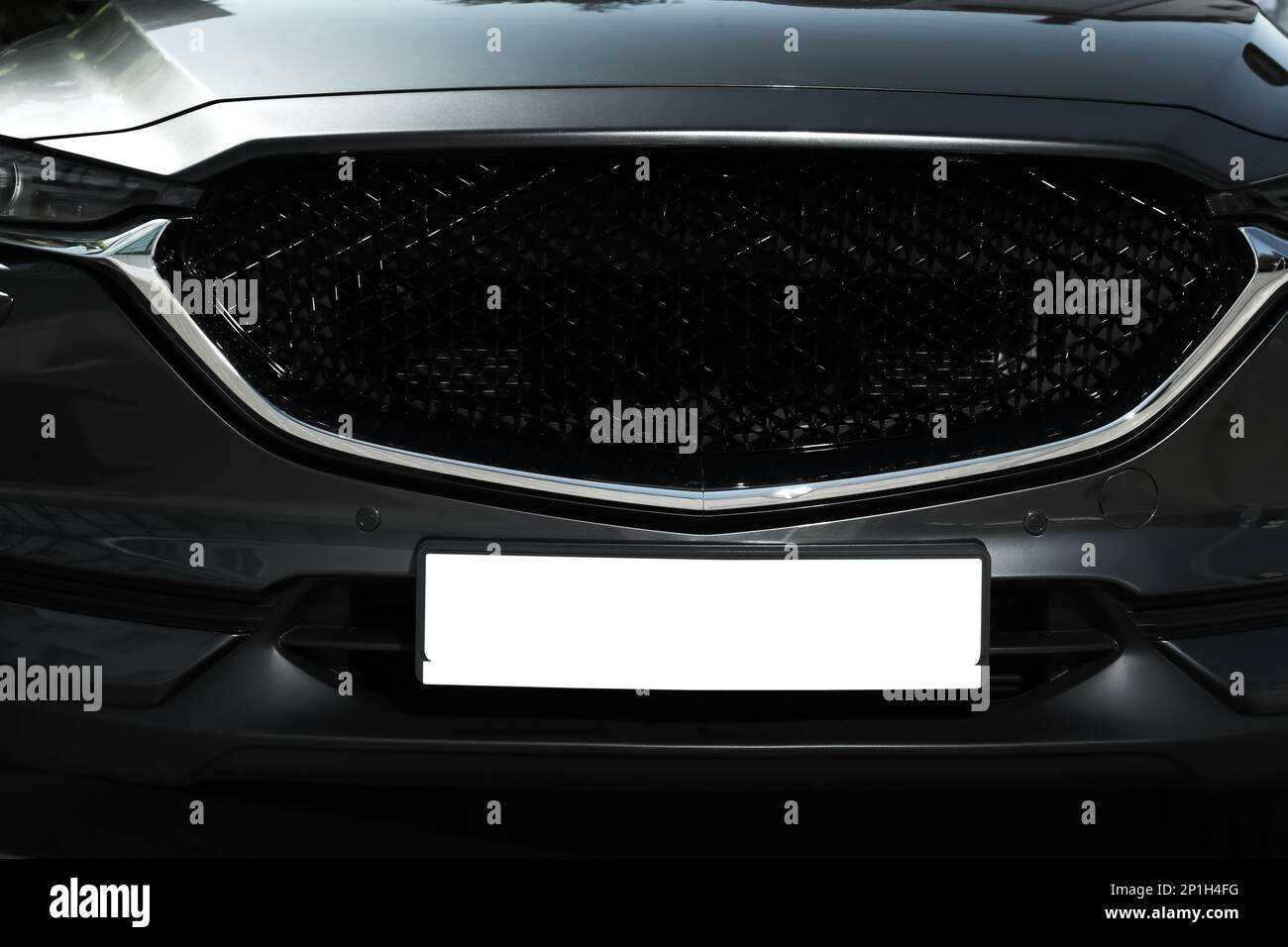 Car with vehicle registration plate, closeup. Mockup for design Stock ...