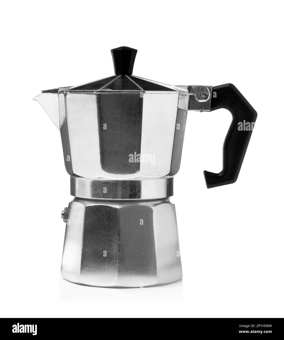 Modern geyser coffee maker isolated on white. Camping equipment Stock ...