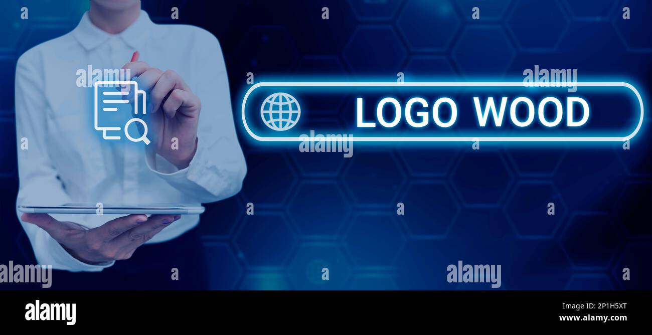 Text sign showing Logo Wood. Business concept Recognizable design or ...