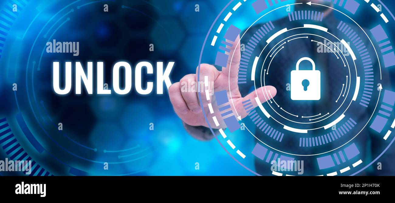 Writing displaying text Unlock. Business approach use password or other ...