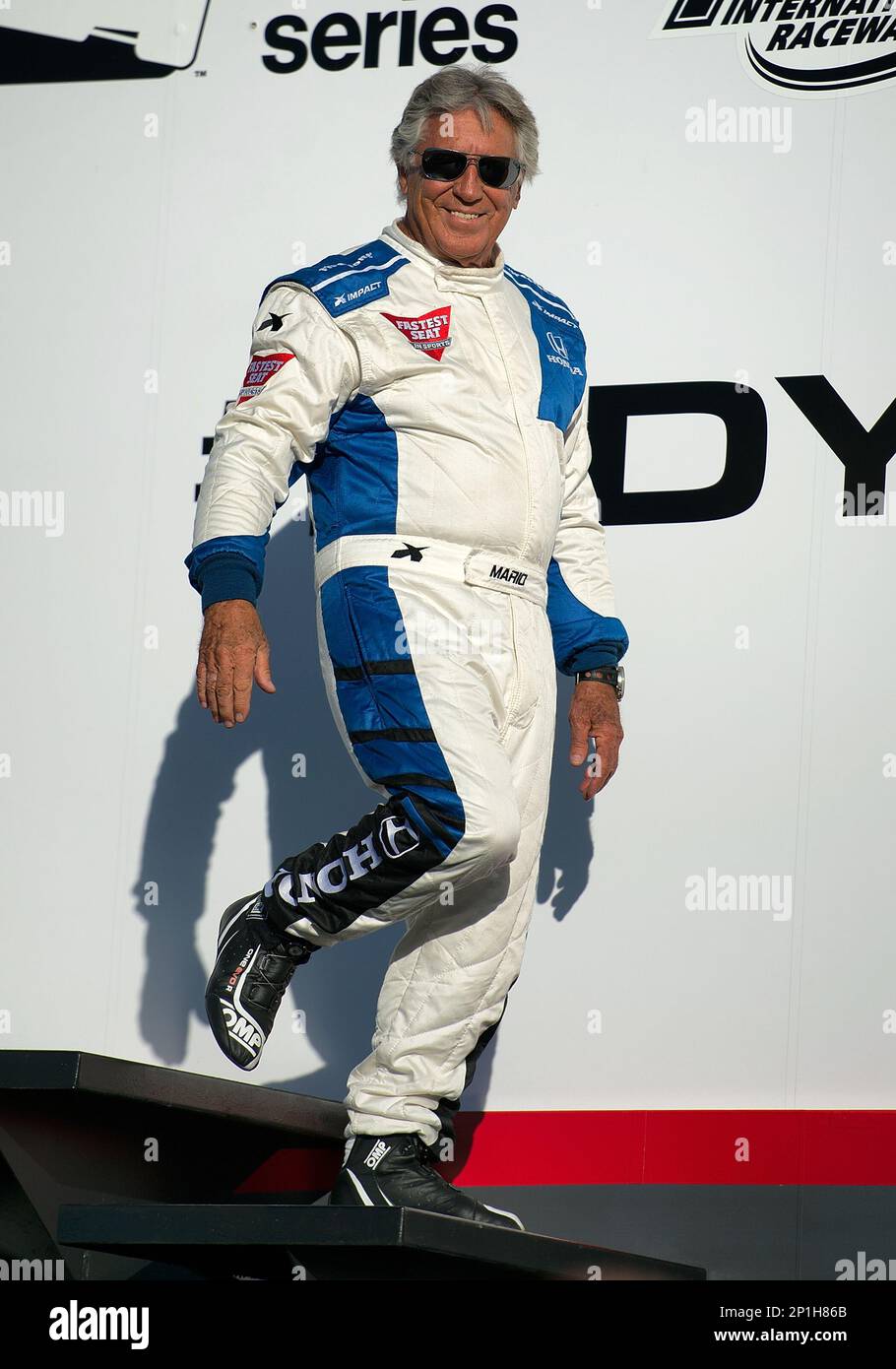 02 April 2016: Racing legend Mario Andretti is introduced to fans ...