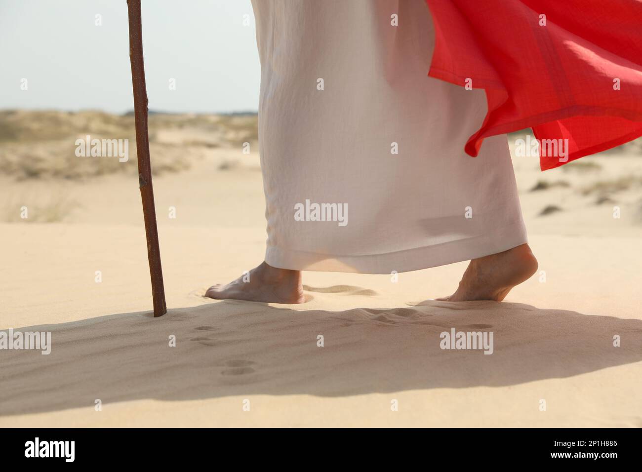 Jesus Christ walking in desert, closeup view Stock Photo - Alamy