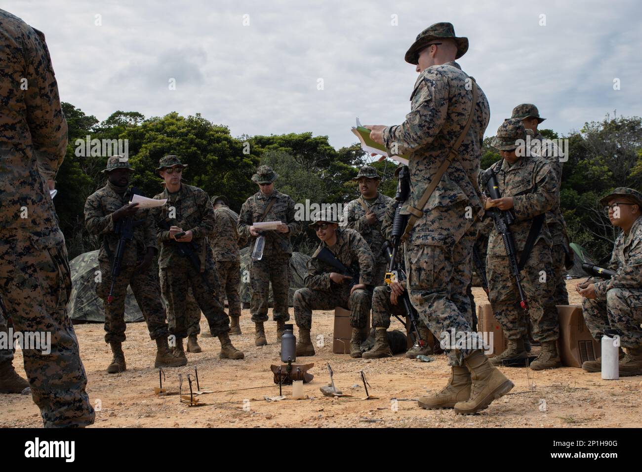 U.S. Marine Corps Capt. Joshua Ingram, right, the company commander of ...