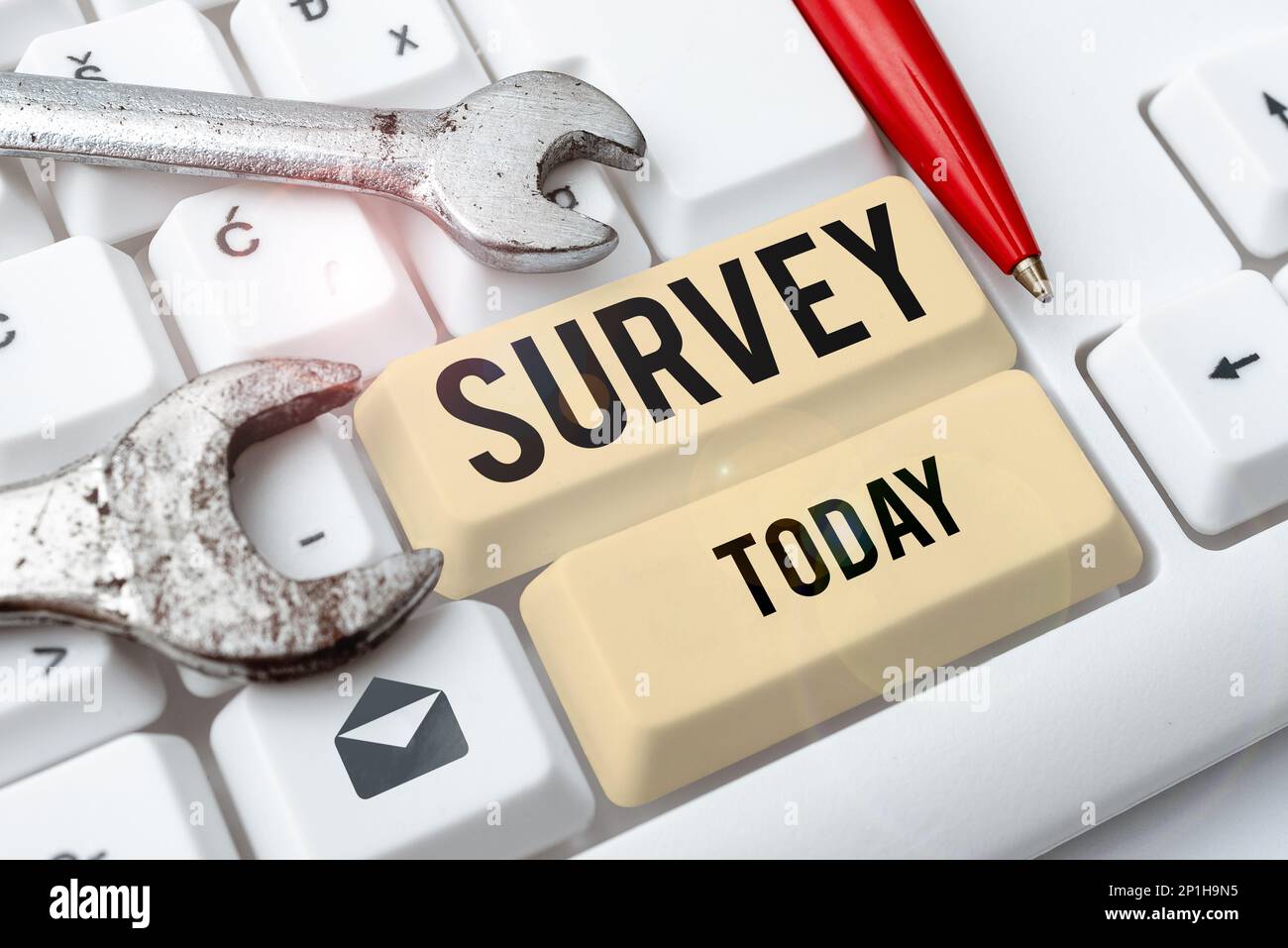 Text caption presenting Survey. Business approach look closely at or ...