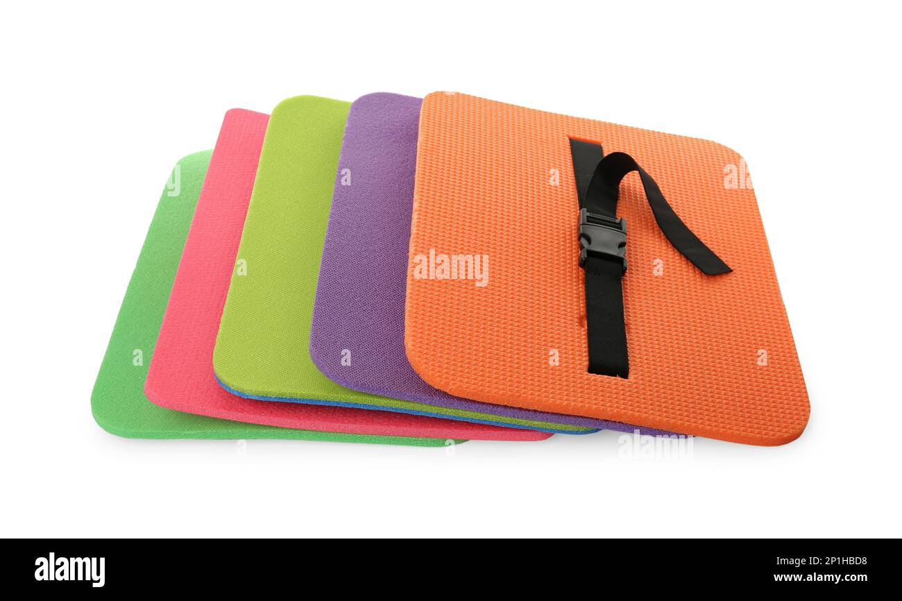 Bright foam tourist seat mats isolated on white Stock Photo - Alamy